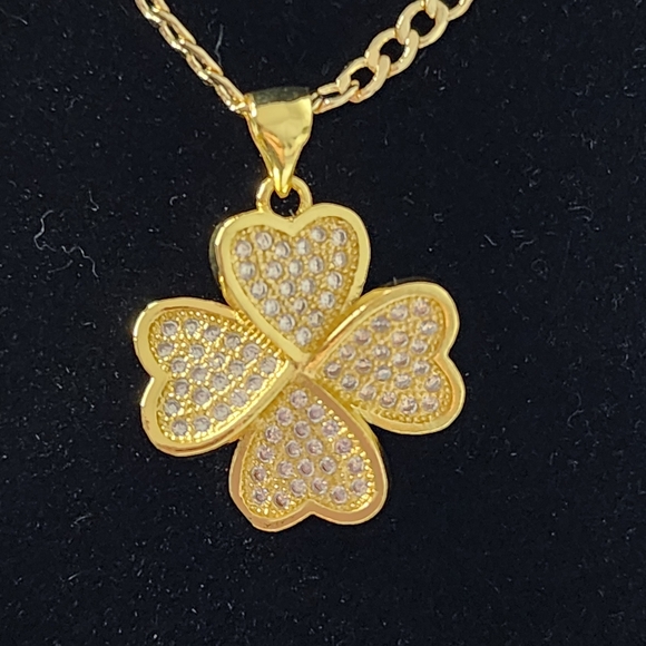Jewelry | Gold Stainless Steel Four Leaf Clover Pendant On 18 Chain ...